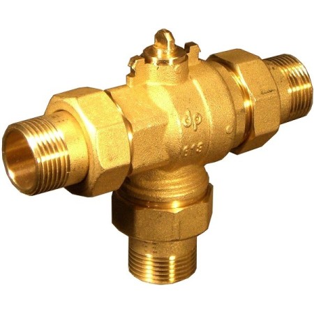 3-way ball valve body d. 1"1/4 type with by-pass attachment. Filler ...
